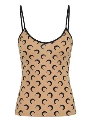 MARINE SERRE Moon Print Jersey Strappy Top - Tan