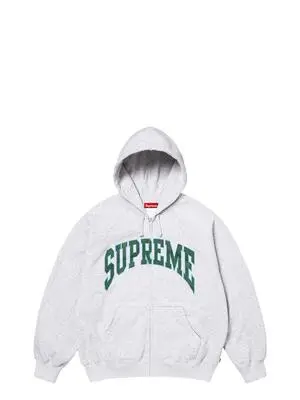Supreme Supreme Cracked Raglan Zip Up Hooded Sweatshirt Grey