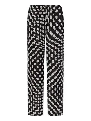 Dries Van Noten Twisted Polka Dot Print Trousers - Black