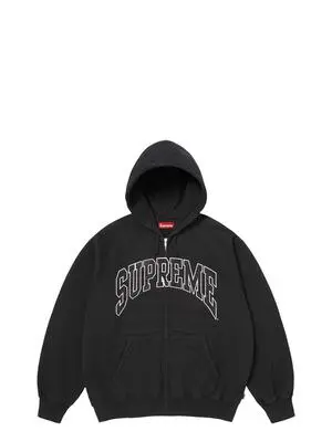 Supreme Supreme Cracked Raglan Zip Up Hooded Sweatshirt Black