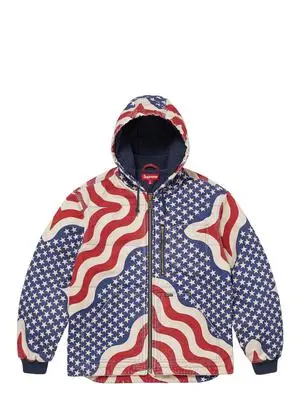 Supreme Flag Quilted Hooded Work Jacket - Multicolor