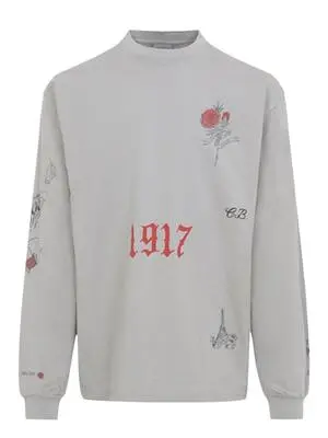 Balenciaga Long-sleeve Graphic T-shirt - Grey