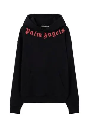 Palm Angels Neck Logo Hoodie - Black
