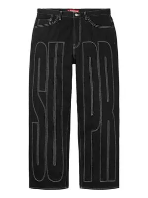 Supreme Inset Spellout Baggy Jean - Black