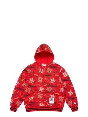 Supreme X Mitchell & Ness Teams Zip Up Hooded Sweatshirt - Red