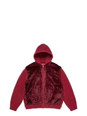 SUPREME Supreme Checkerboard Faux Fur Zip Up Hooded Sweater