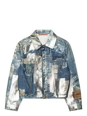 Acne Studios Printed Tape Denim Jacket - Blue
