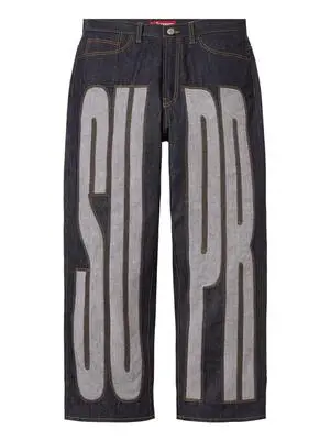 Supreme Inset Spellout Baggy Jean Rigid Indigo - Black