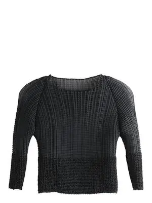 Issey Miyake Pleated Sheer Top - Black