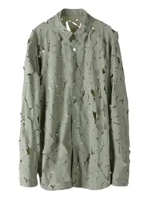 POST ARCHIVE FACTION 6.0 Shirt Left Abstract Cut-out Detail - Green