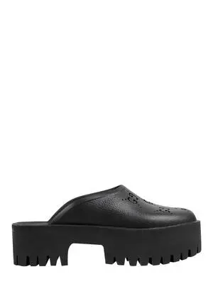 Gucci Platform Perforated Clog Sandals - Black