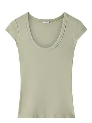 JOSEPH Ribbed Stretch-cotton Top - Cactus