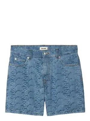 Zadig&Voltaire Printed Denim Shorts - Light Blue