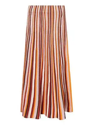 ME+EM Metallic Textured Stripe Knit Maxi Skirt - Cinnamon Multi
