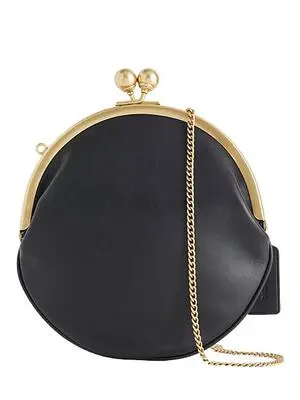 COACH Kisslock Leather Pouch - Black