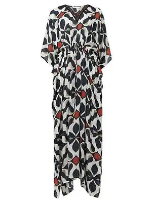 LEEM Geometric Floral Print Woven Kaftan Dress - Multi-coloured