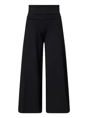 ME+EM Cropped Wide-leg Modal-jersey Palazzo Pants - Black