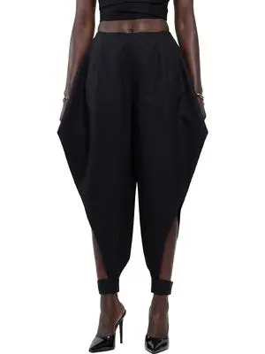 Alaïa Wideleg Cotton Gabardine Trousers - Black