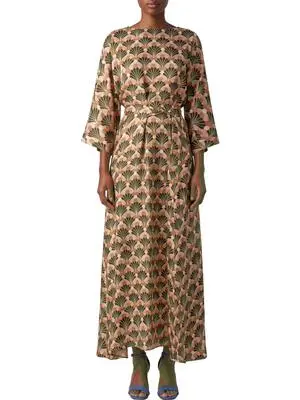 La DoubleJ Graphic Print Silk Midi Dress - Multicolor