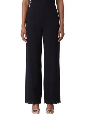 BY MALENE BIRGER Organic Cotton Wide-leg Trousers With Lace Inserts - Black