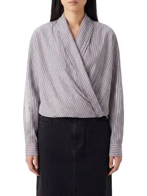 DRIES VAN NOTEN Dries Van Noten Striped Silk-Blend Blouse With Shawl Collar