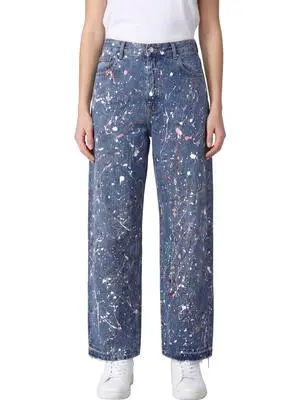 E.L.V. DENIM Abstract Print Straight Leg Jeans - Blue