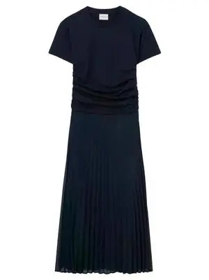 Claudie Pierlot Navy Trompe-l'œil Midi Dress - Blue