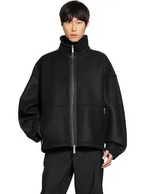 HERNO LAMINAR Felt Zip-Up Jacket With High Neck And Drawstring