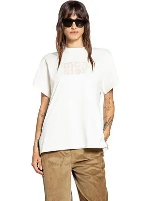Moncler Teddy Logo Cotton T-shirt - White