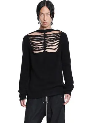 Rick Owens Concordians Alpaca Grid Knit Top - Black