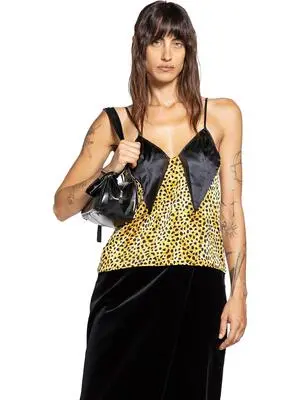Versace Cheetah Allover Silk Slip Camisole - Multicolor