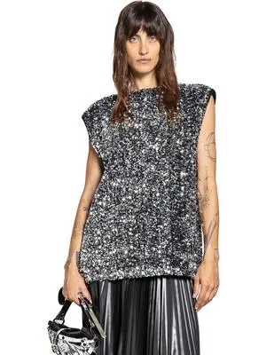 Junya Watanabe Sequin Knit Top - Black