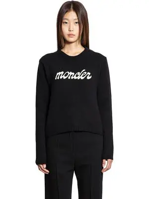Moncler Embroidered Wool And Cashmere Sweater - Black