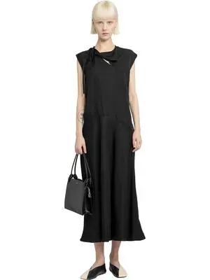 JIL SANDER Sleeveless Cut-out Neck Midi Dress - Black