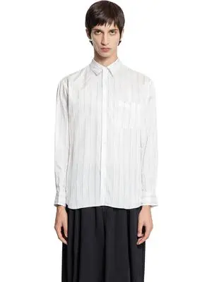 Comme Des Garçons Pocket Shirt In Striped Sheer Cupro - White