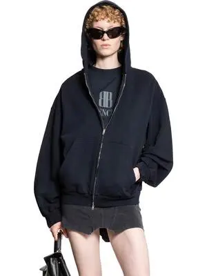 Balenciaga Flipped Uni Zip-up Hoodie - Black