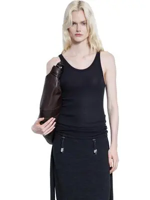 LEMAIRE Fine Merino Ribbed Knit Sleeveless Tank Top With Suspenders - Black