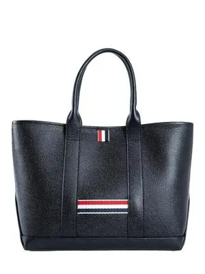 Thom Browne Small Tool Tote In Pebble Grain Leather - Black
