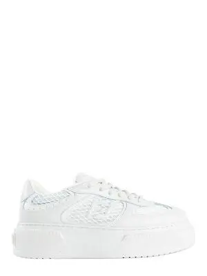 Fendi Match Mix" Leather And Mesh Platform Sneakers - Off-white