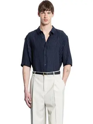 Saint Laurent Shirt In Striped Silk - Blue