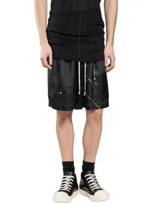 Rick Owens Temple Boxers In Printed Cupro Twill - Black&white