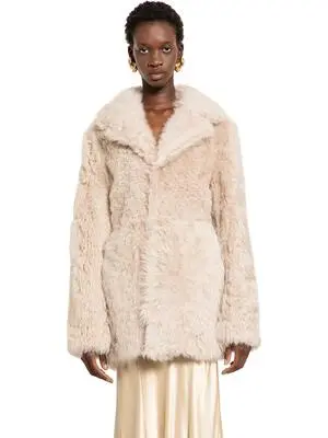 Saint Laurent Shearling Coat - Beige