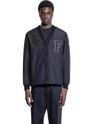 Moncler Frgmt "f" Embroidery Down Jacket - Black