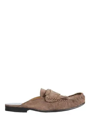 Marni Suede Sabot With Fringe - Brown