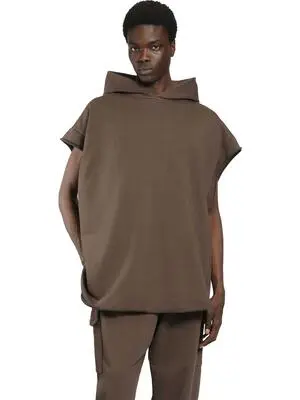 ROADLESS Sleeveless Cotton Jersey Hoodie - Brown