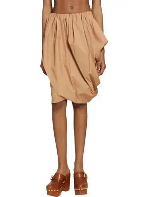 Chloé Knee-length Wrap Skirt In Organic Cotton Poplin - Brown