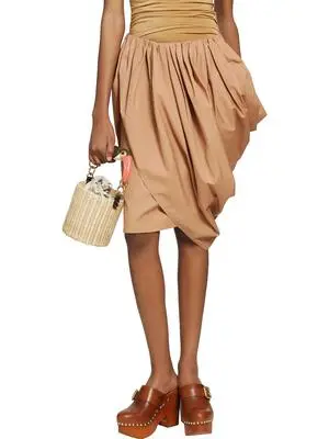 Chloé Knee-length Wrap Skirt In Organic Cotton Poplin - Brown