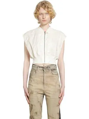 Rick Owens Shiny Nylon Bomber Jacket - White