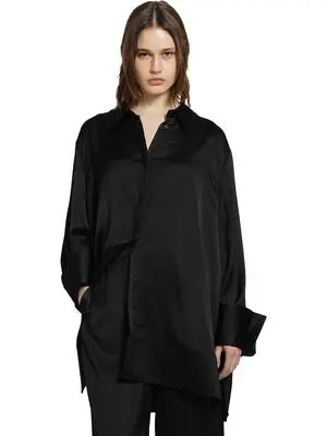 TOTEME Soft Tuxedo Shirt In Viscose Satin - Black