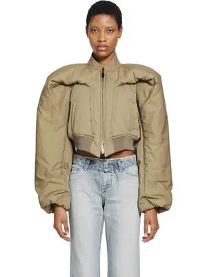 ALEXANDER MCQUEEN Alexander McQueen Cropped Bomber Jacket With Padded Shoulders